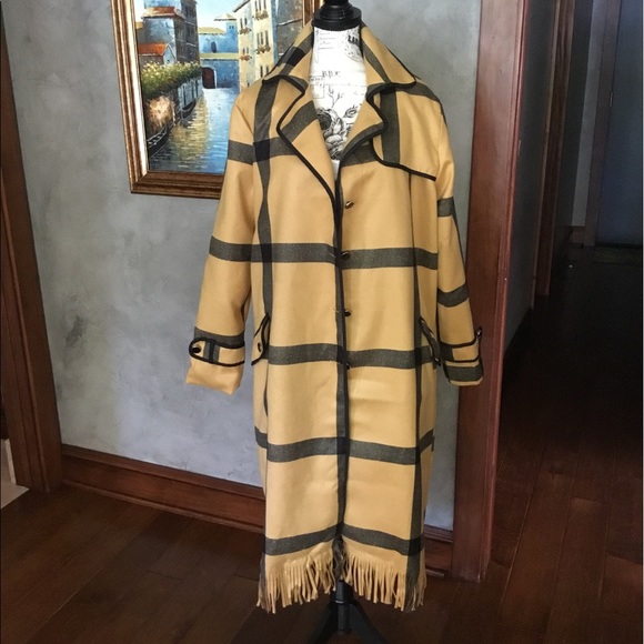Maison Garrison | Jackets & Coats | Fringed Color Block Trench Coat ...